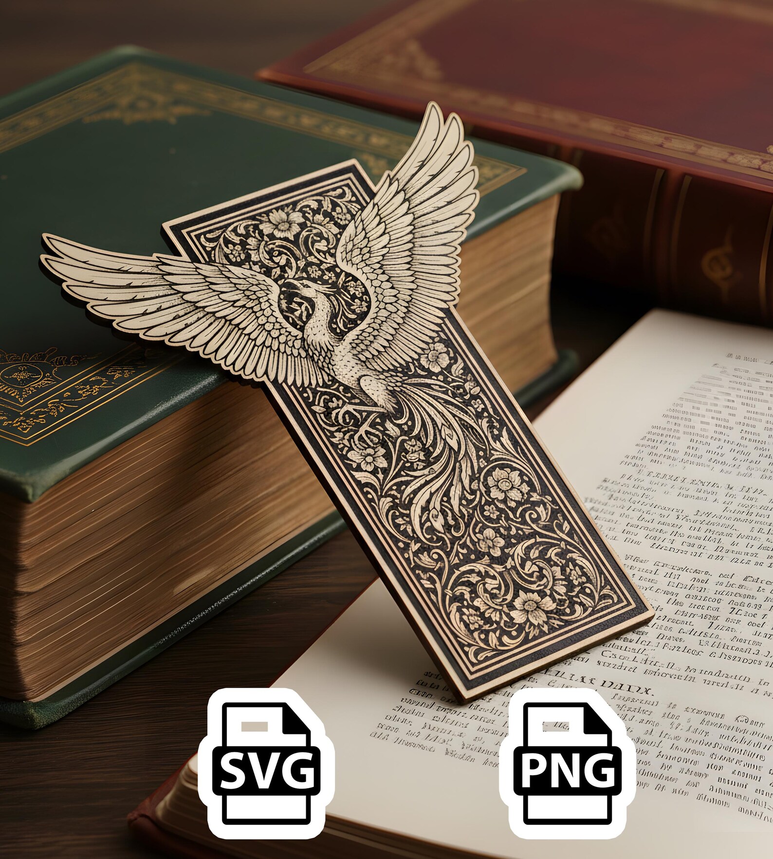 Phoenix SVG Laser Cut | Fantasy Bird Engraving Design | Bookmark ...
