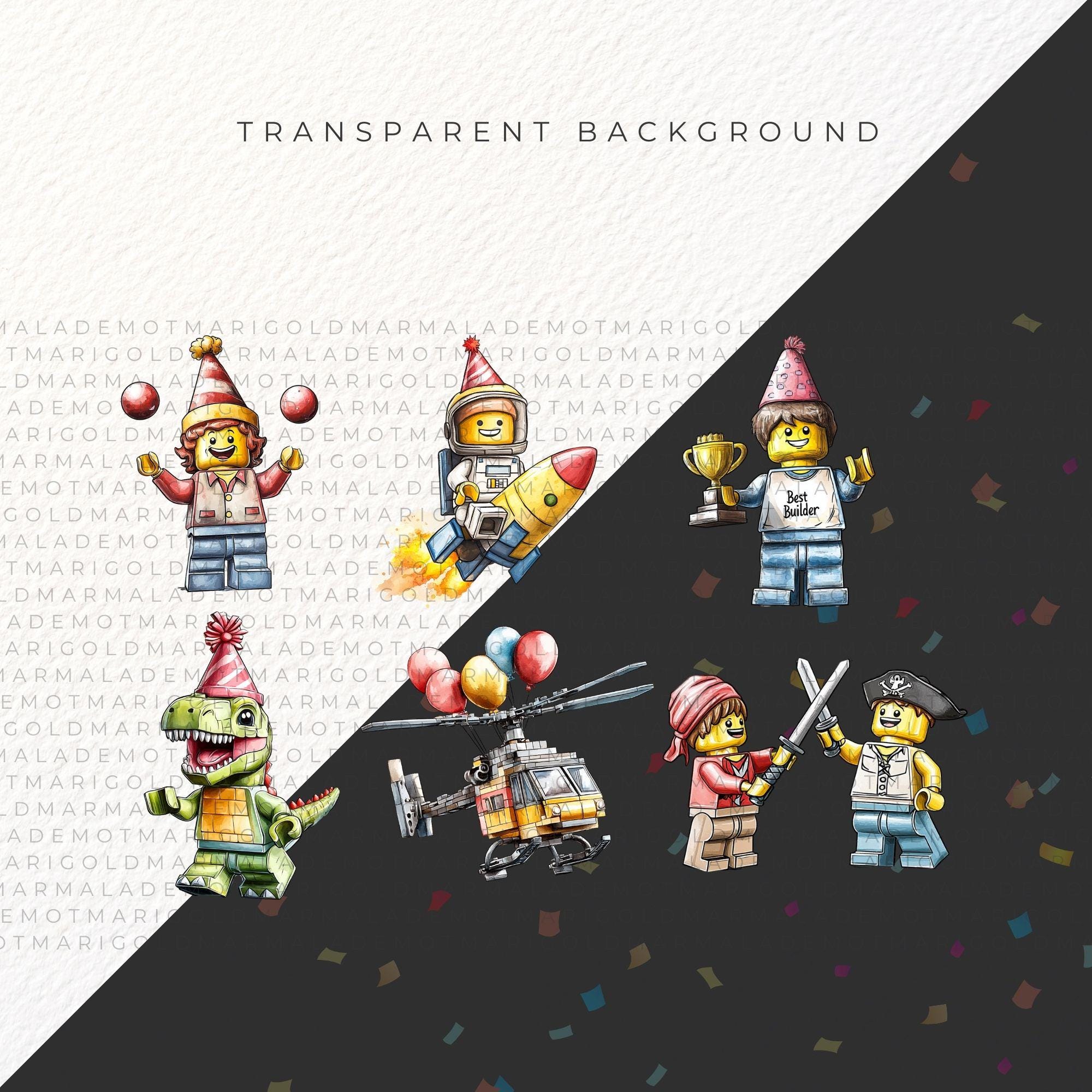 Building Block Party Clipart | Cute Watercolor Lego Inspired Kids ...