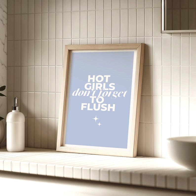Set of 3 | Funny Bathroom Wall Art | Periwinkle Wall Art | Light Blue ...