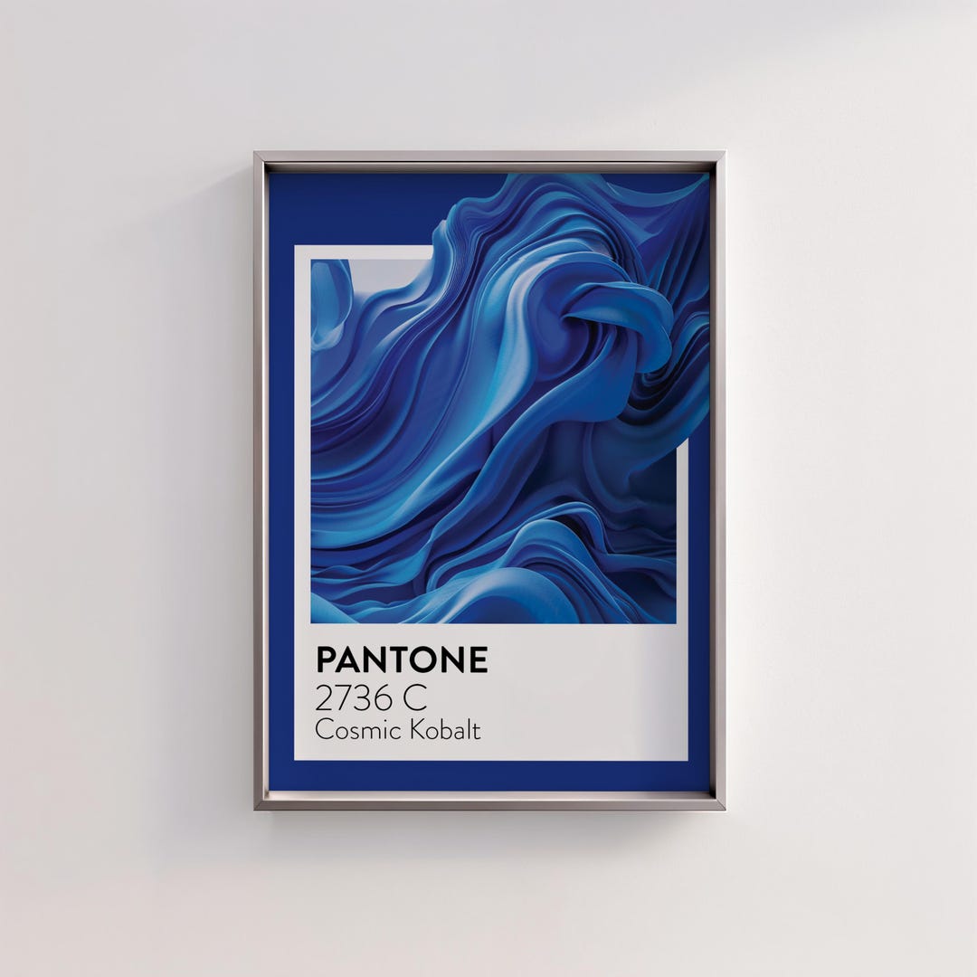 Cobalt Blue Pantone Wall Art: Japandi Abstract Print (digital Download ...