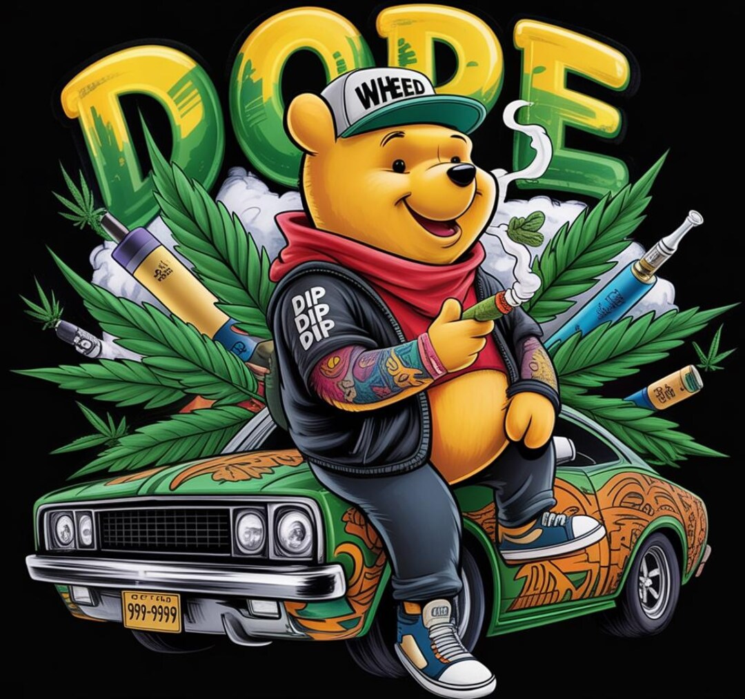 Pooh High PNG, Funny Stoner Cartoon Bear Art, Trendy 420 Weed ...