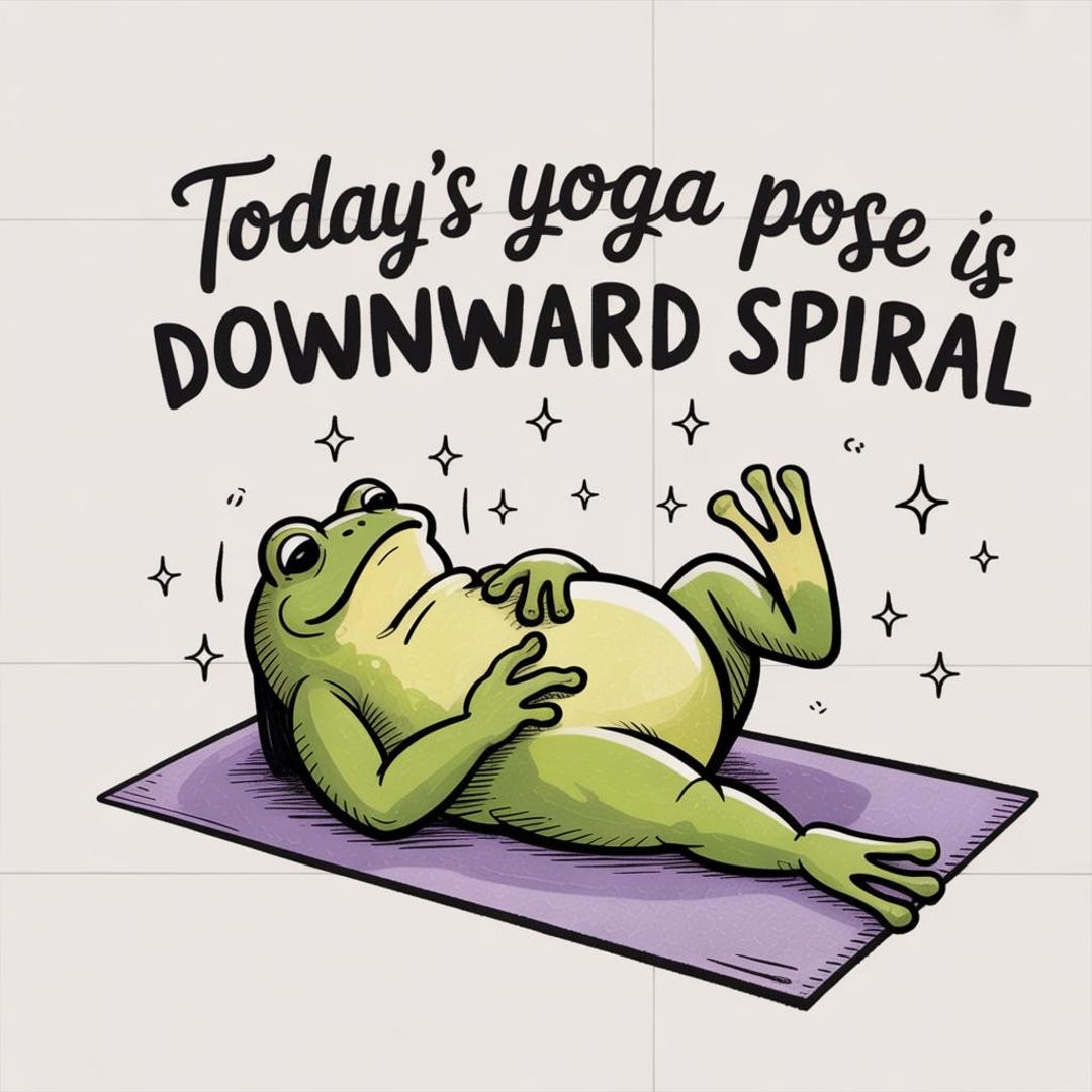 Downward Spiral Frog PNG, Funny Mental Health Cartoon, Quirky Humor ...