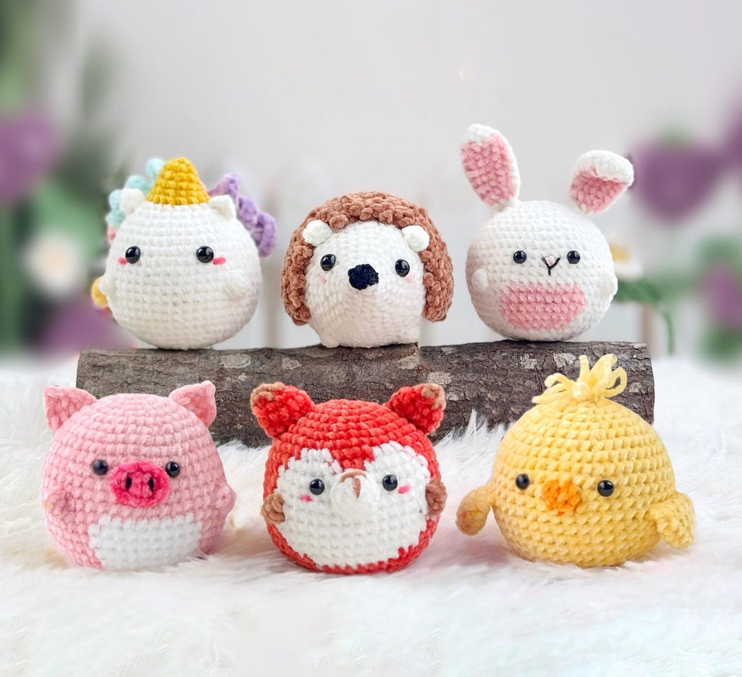 Amigurumi Animal Crochet Pattern: Fox, Hedgehog, Unicorn, Chick, Bunny ...