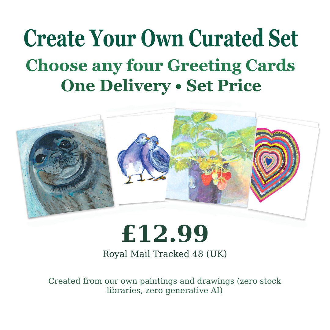 Pick Any 4 Greeting Cards Bundle – Artist Designed, UK Printed - Etsy