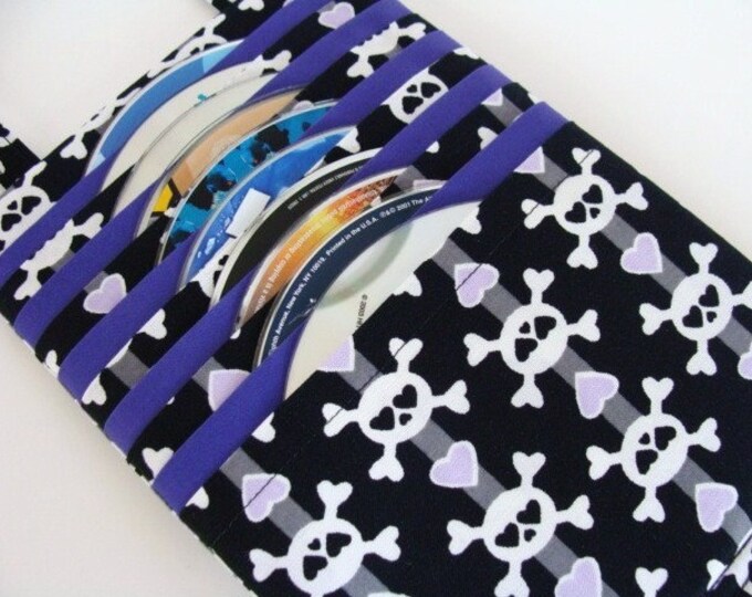 Dvd Case Cd Case Video Game Disc Holder Storage - Girly Skulls Fabric ...