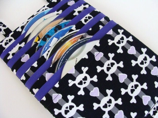 Dvd Case Cd Case Video Game Disc Holder Storage Girly Skulls Fabric ...