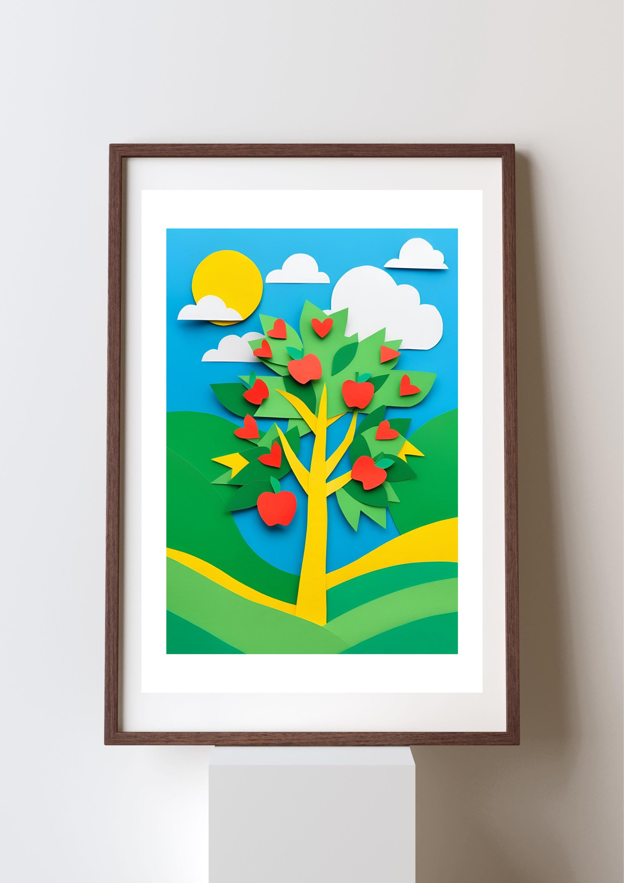 Green Apple Tree, Papercraft, Poster, Wallart, Decor, Print - Etsy