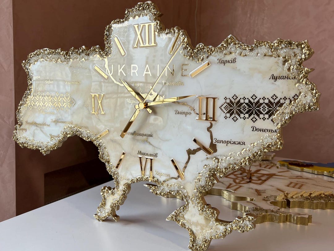 Oversized Wall Clock Personalized Clock Home Epoxy Wall Clock Ukrainian ...