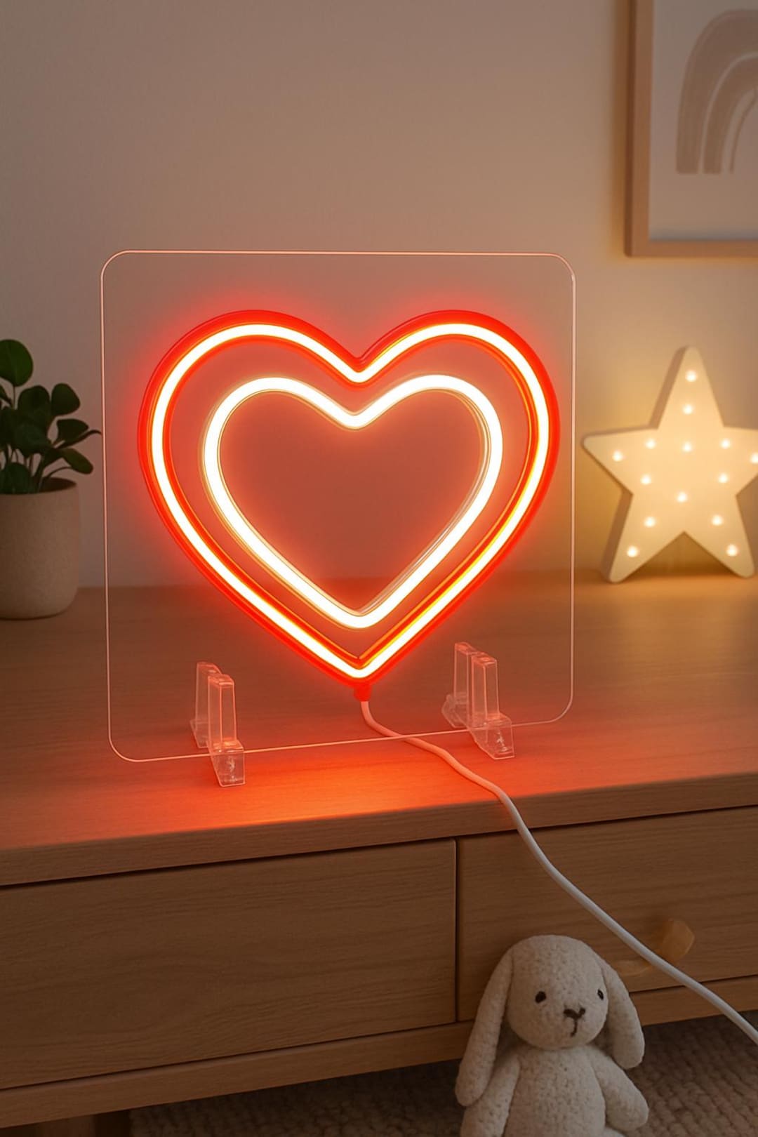 LED Heart Neon Lamp - LED - Children's Ambient Light - Modern Decor ...