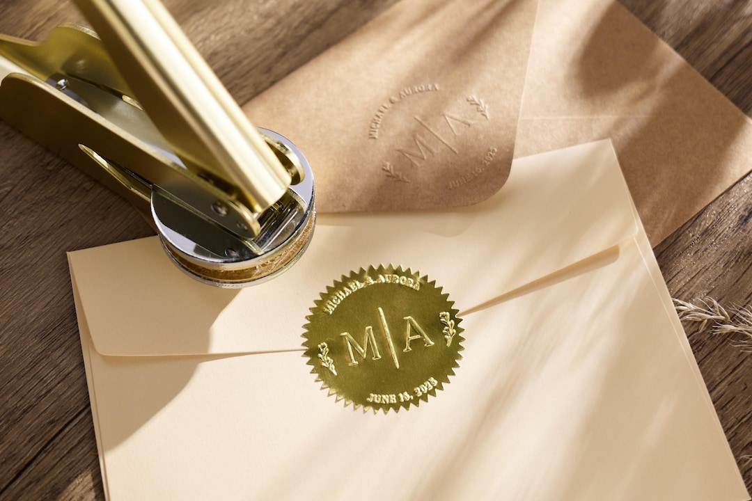 Custom Wedding Envelope Embosser | Personalized Names, Initials - Etsy