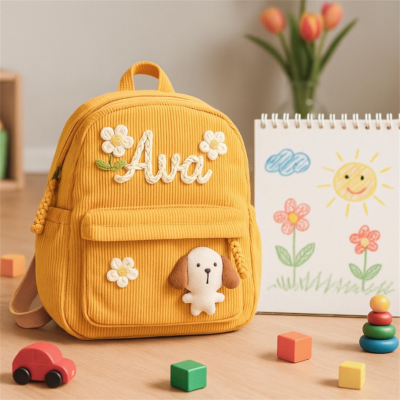 Personalized Corduroy Preschool Backpack, Custom Name Toddler Birthday ...