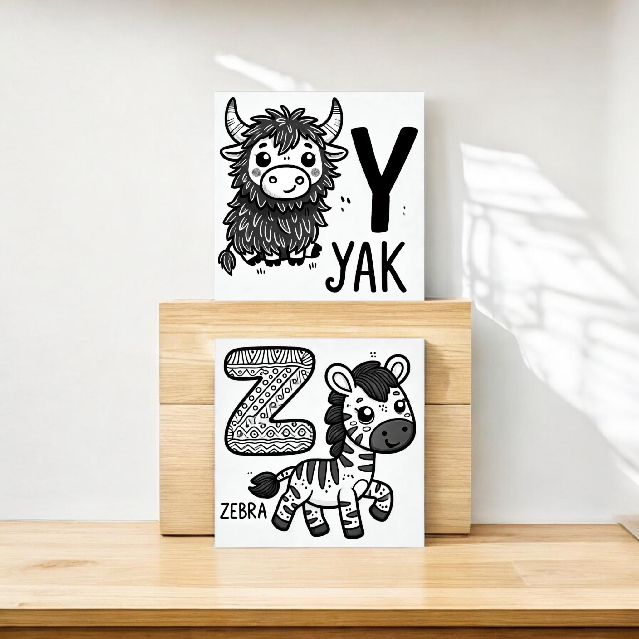 ABC Animal Alphabet Coloring Book - Baby Shower Activity, Digital ...