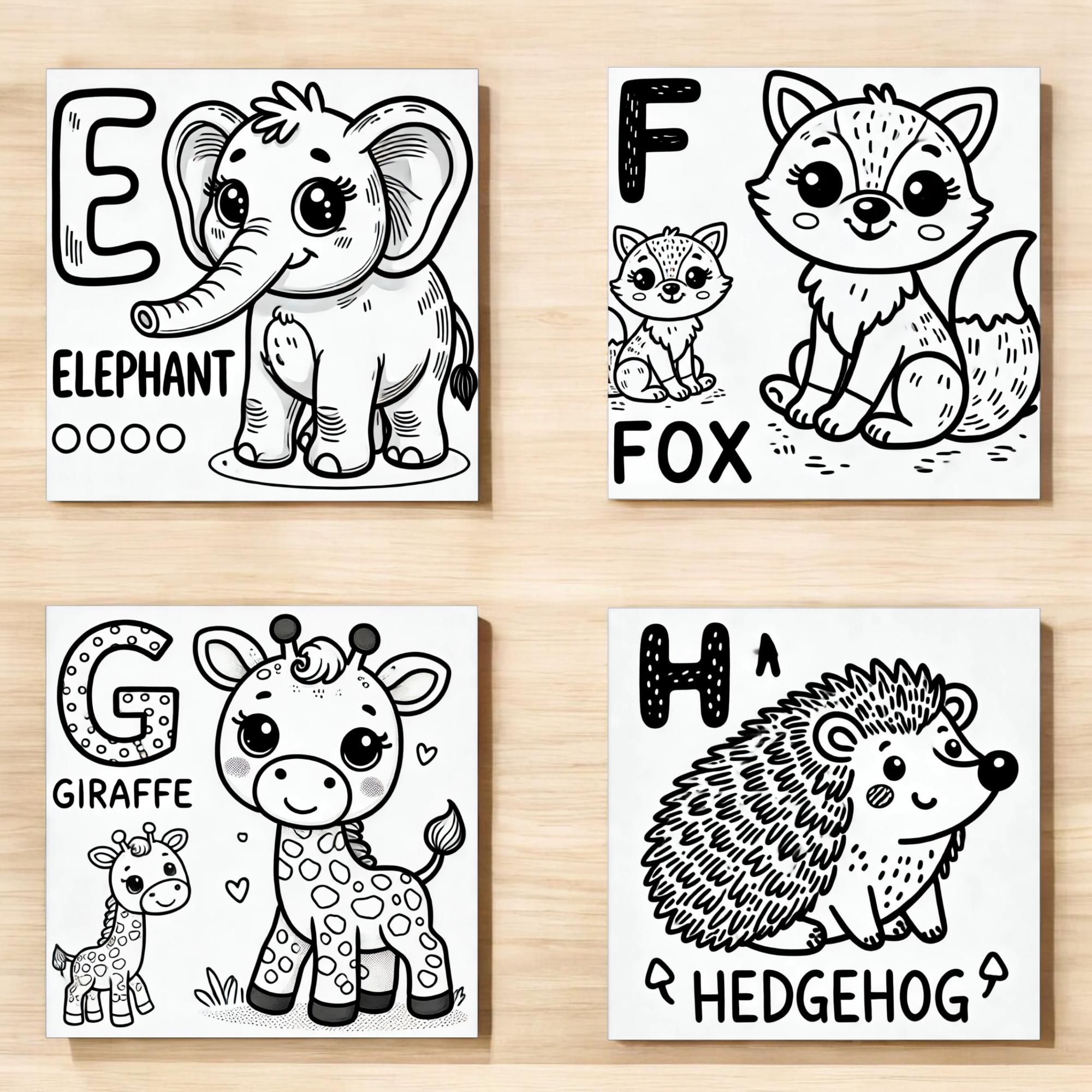 ABC Animal Alphabet Coloring Book - Baby Shower Activity, Digital ...