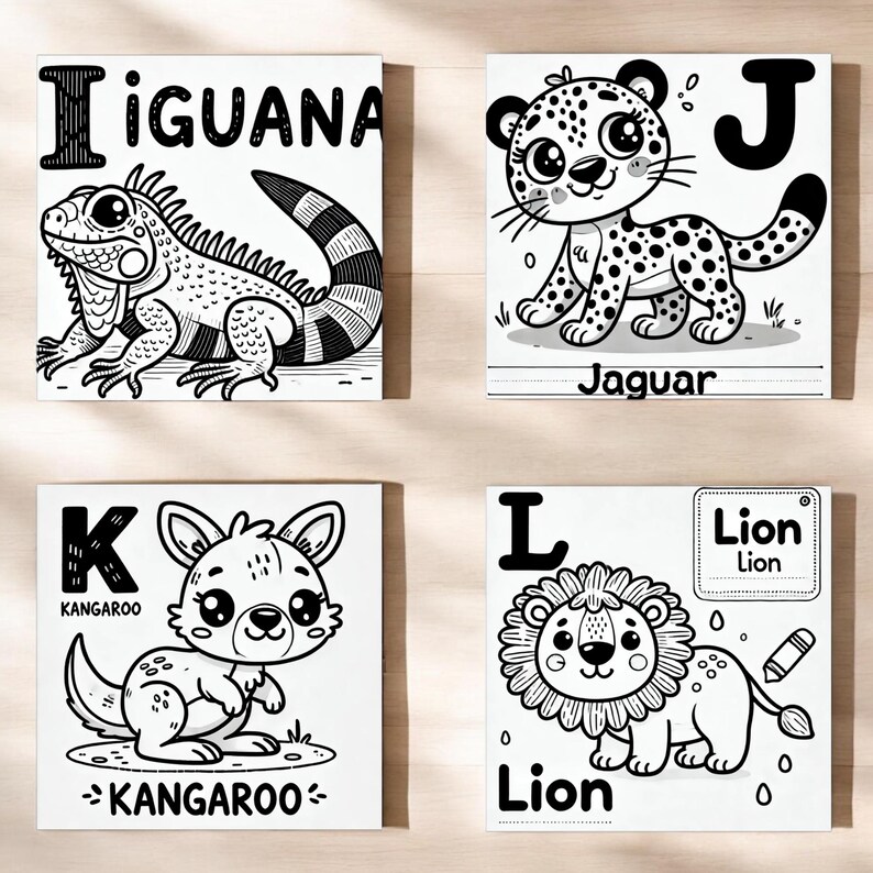 ABC Animal Alphabet Coloring Book - Baby Shower Activity, Digital ...