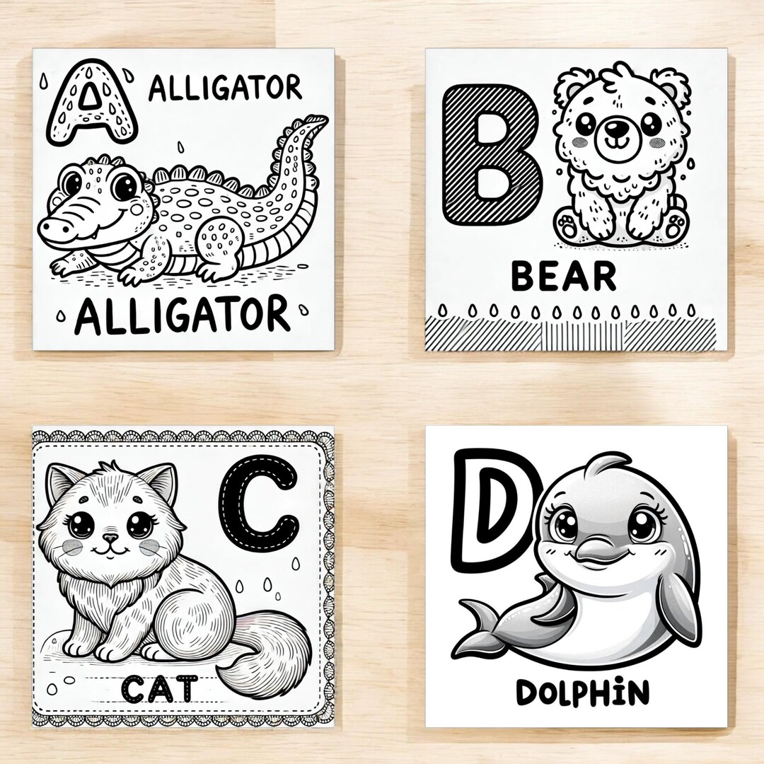 ABC Animal Alphabet Coloring Book - Baby Shower Activity, Digital ...