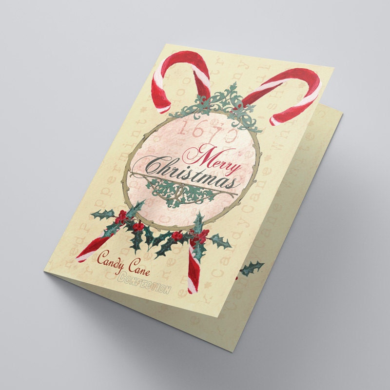 Candy Cane Christmas Card - Etsy