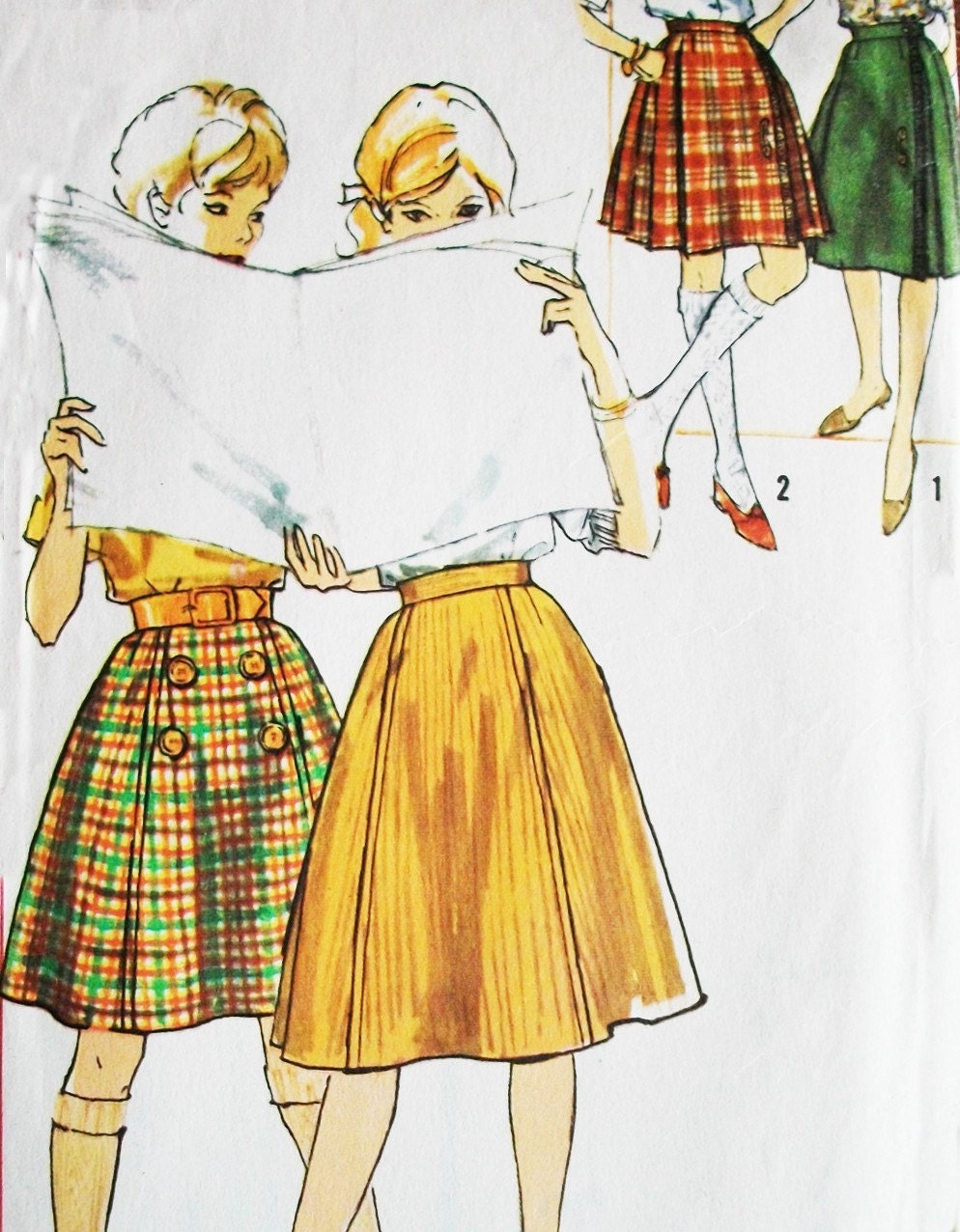 1960s Simplicity Pattern 4109 Waist 26 Hip 36 Kilt, Bandstand Skirt ...