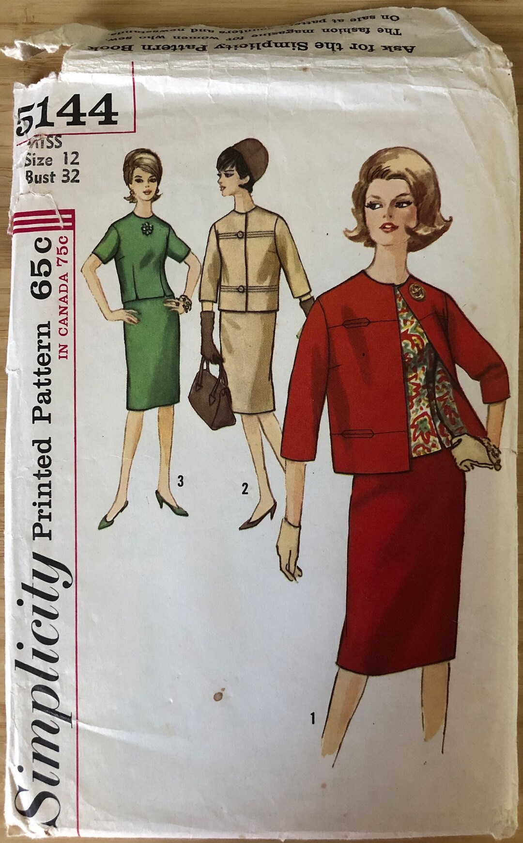 1960s Simplicity Pattern 5144 | Bust 32 Hip 34 Size 12 | Suit and ...