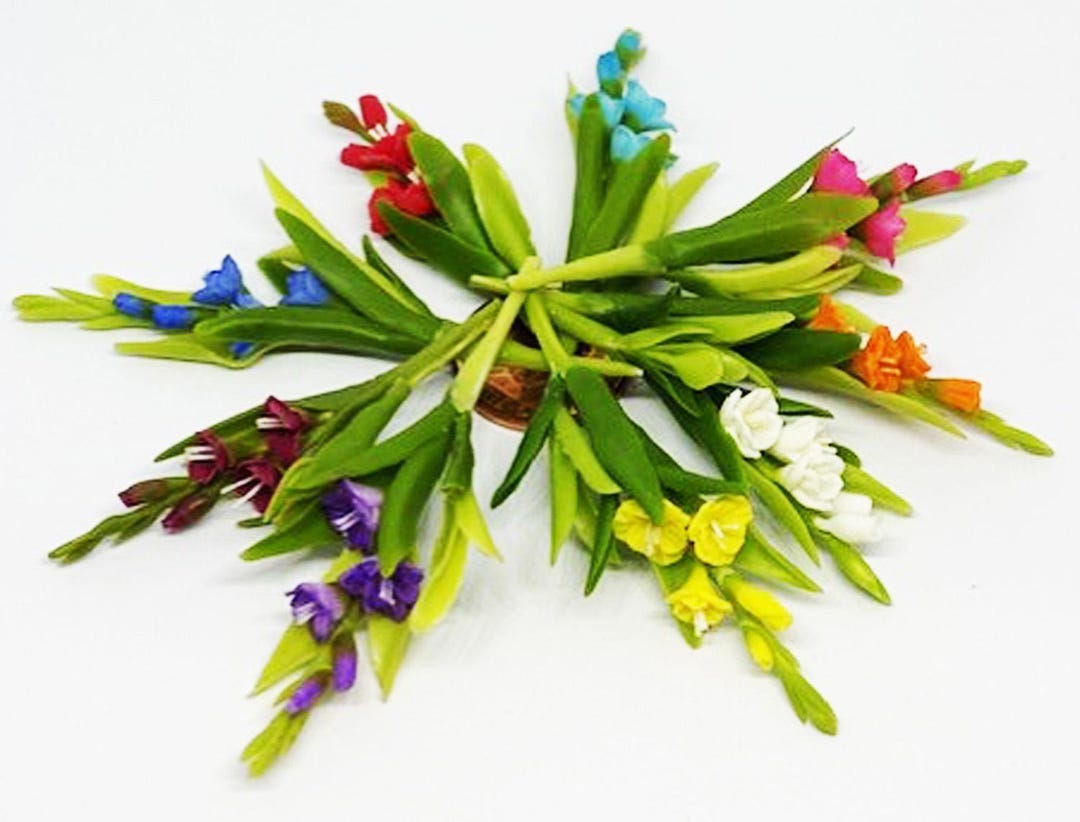 Dolls House Bunch of Gladioli Flowers Handmade Dollhouse 1:12th Scale ...