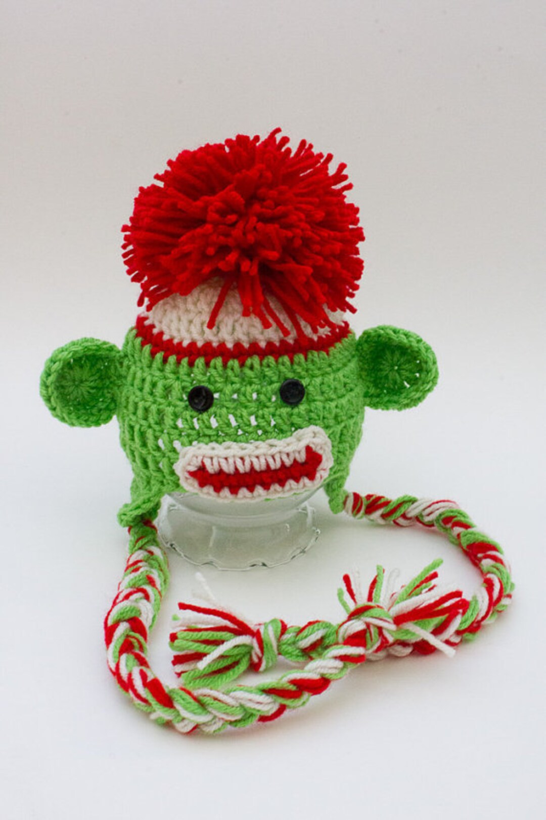 Monkey Hat - Newborn Photo Prop - Crochet Ski Hat - Ear Flap Hat ...