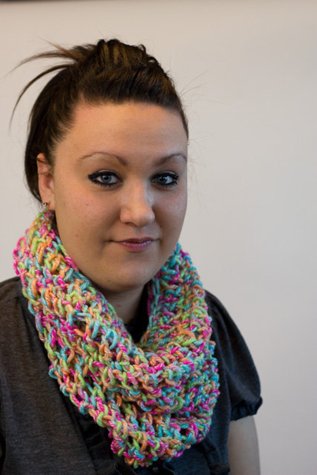 Hand Crochet Infinity Scarf Crochet Cowl Neck Warmer Floral Crochet