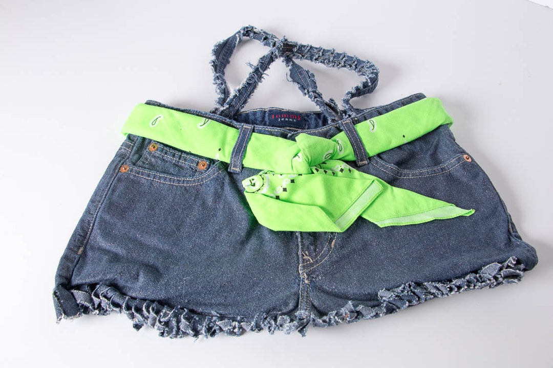 Booty Bag - Upcycled Denim Jeans Purse - Lime and Glitter Bootie Bag ...