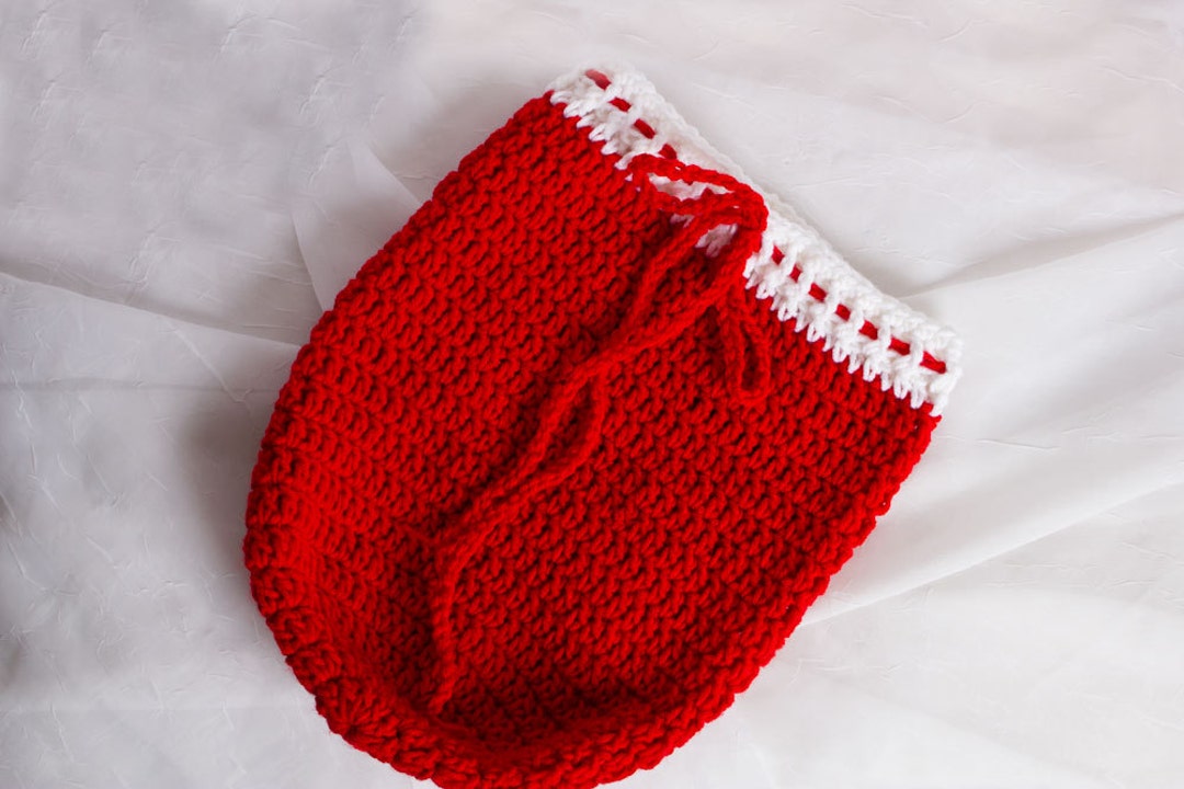 Hand Crochet Cocoon - Red and White Cocoon - Newborn Photo Prop ...