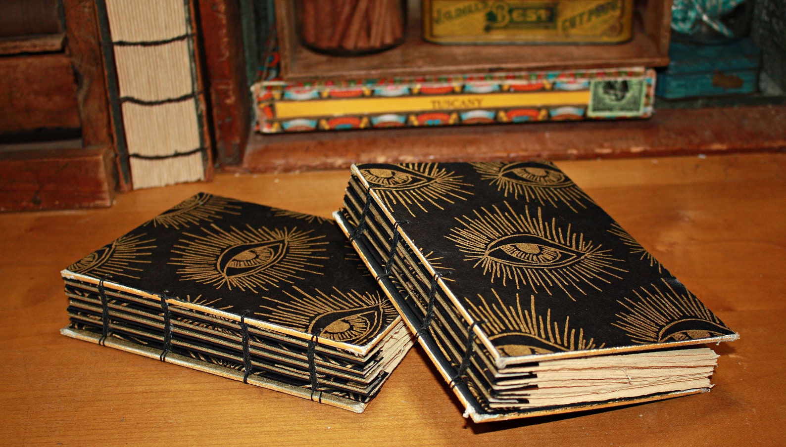 Evil Eye Journal Black and Gold Dream Journal Coptic Bound - Etsy