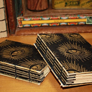 Evil Eye Journal, Black and Gold Dream Journal, Coptic Bound, Spell ...