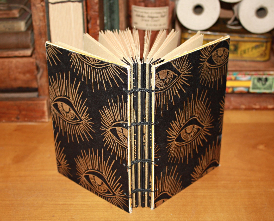 Evil Eye Journal Black and Gold Dream Journal Coptic Bound - Etsy
