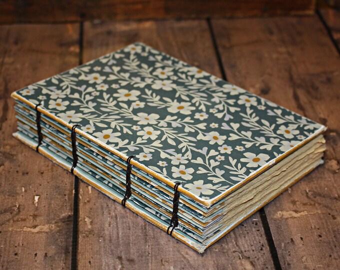 Floral Handmade Journal, Blue Flower Guest Book, Wedding Gift ...