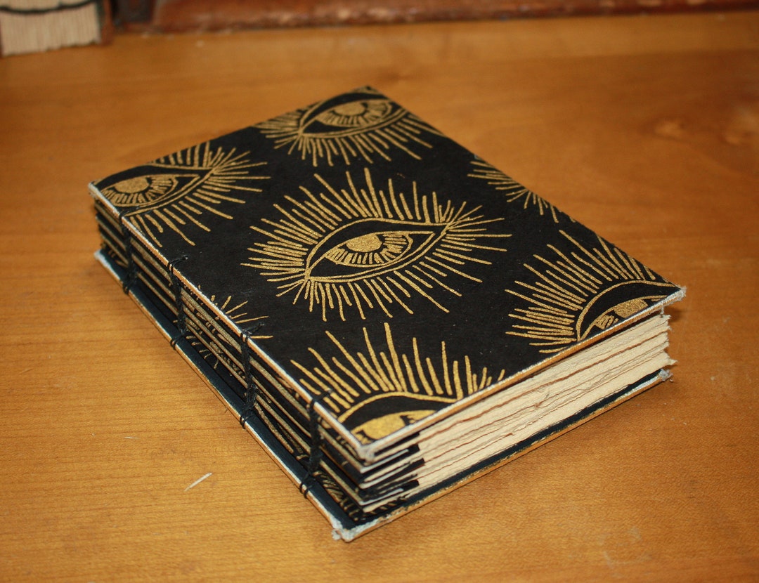 Evil Eye Journal, Black and Gold Dream Journal, Coptic Bound, Spell ...