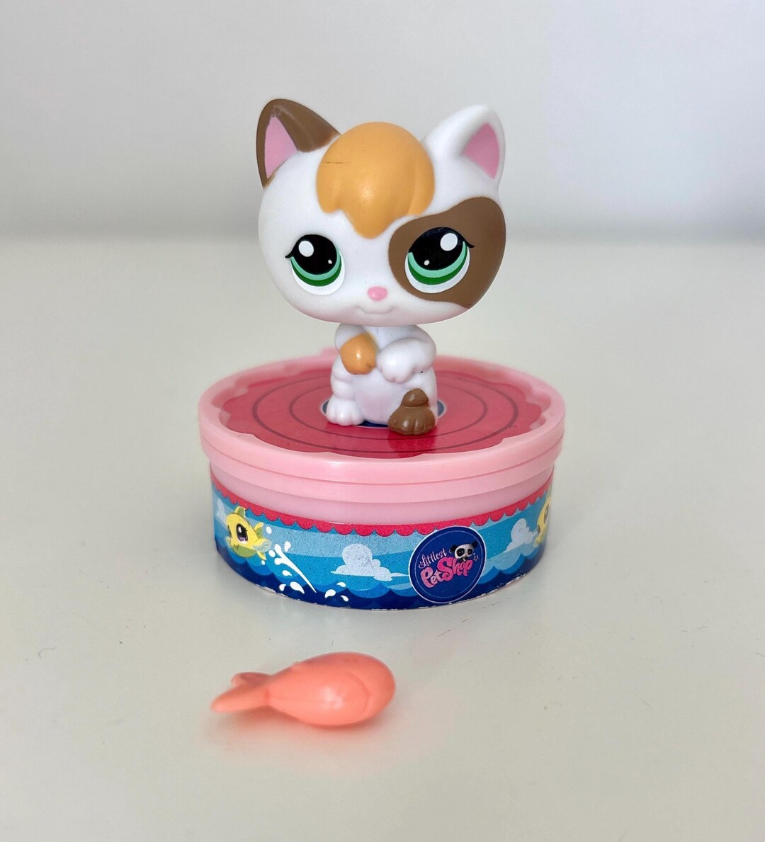 Littlest Pet Shop LPS Calico Kitten White Brown #1461 Green Eyes ...