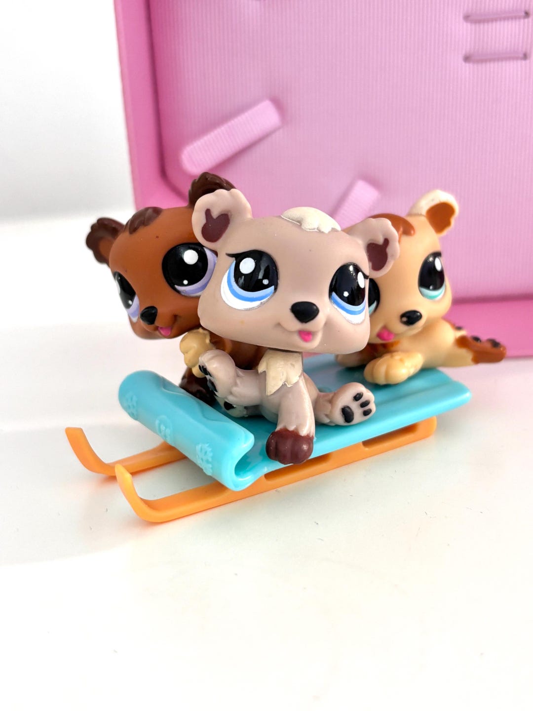 Triplet Polar Bears Authentic Littlest Pet Shop With Sledge Accessory ...