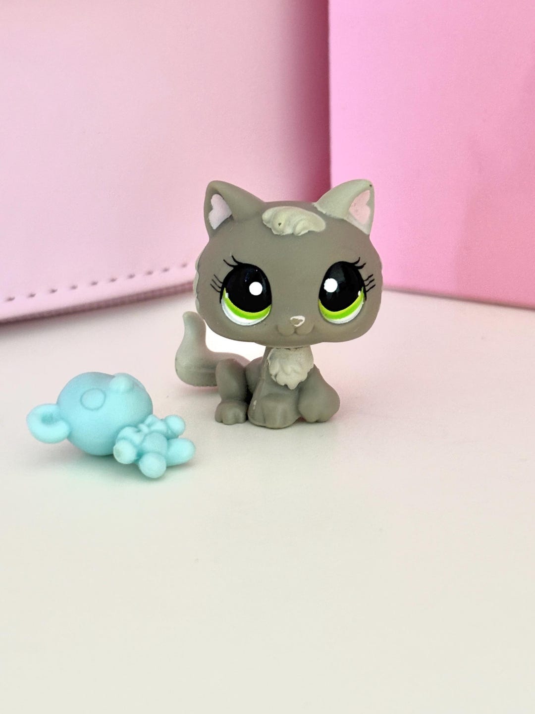 Littlest Pet Shop LPS #1035 Grey Kitten Cat Green Eyes Petshop Little ...