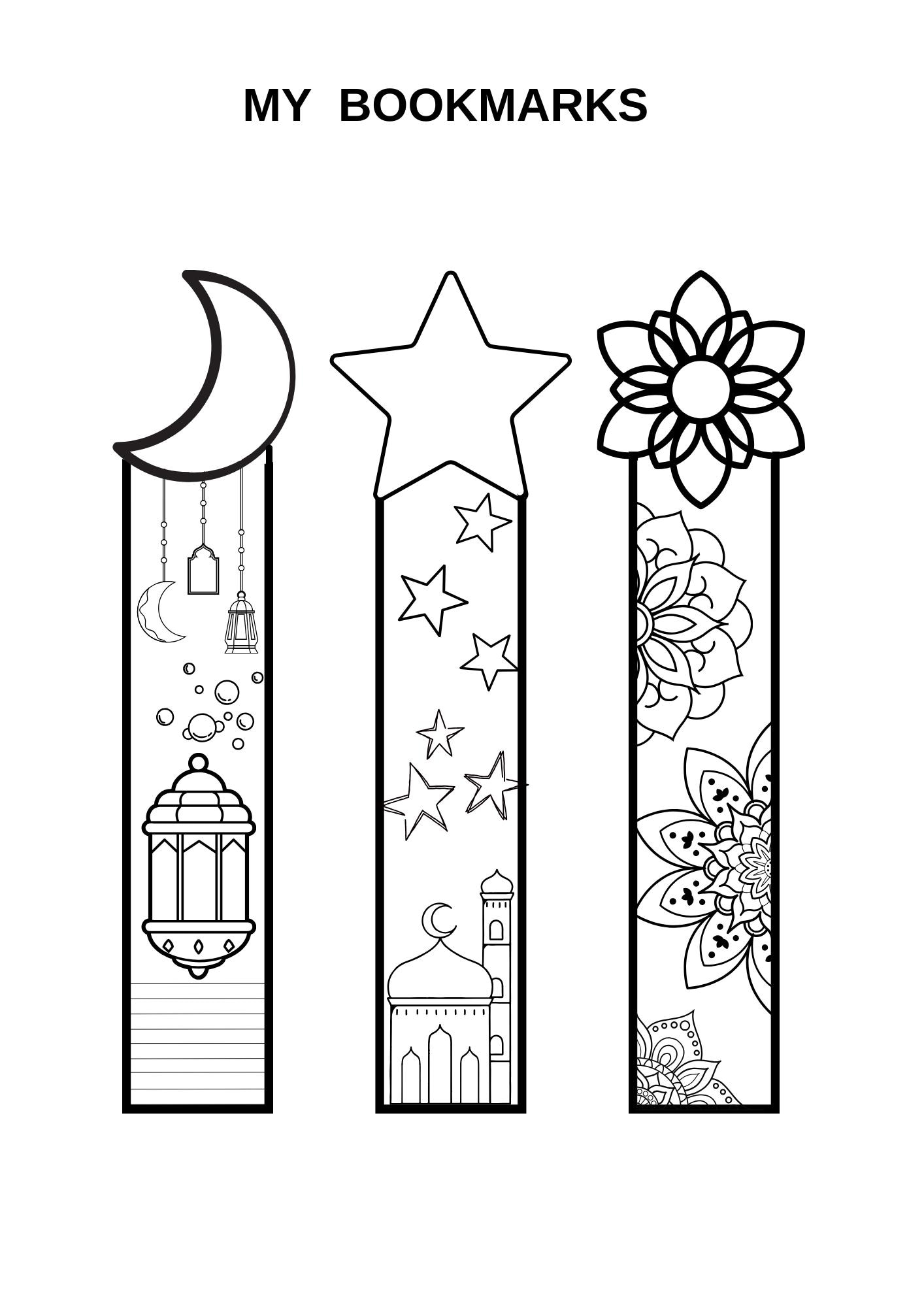 Islamic Coloring Bookmarks: Printable Bookmarks. Muslim Gift - Etsy