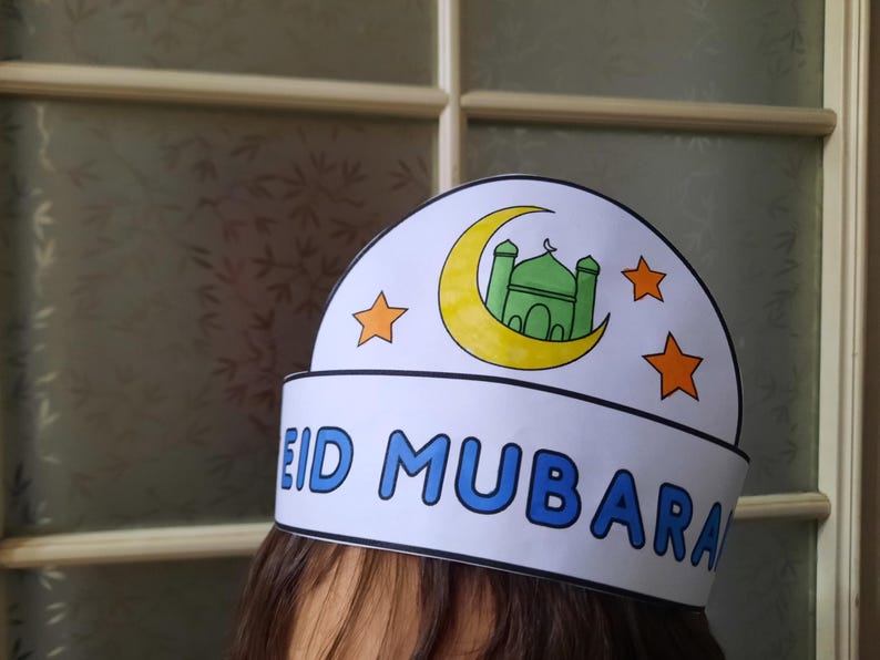 Eid Mubarak Coloring Hats for Kids, Ramadan Mubarak Cplouring Hat, DIY ...