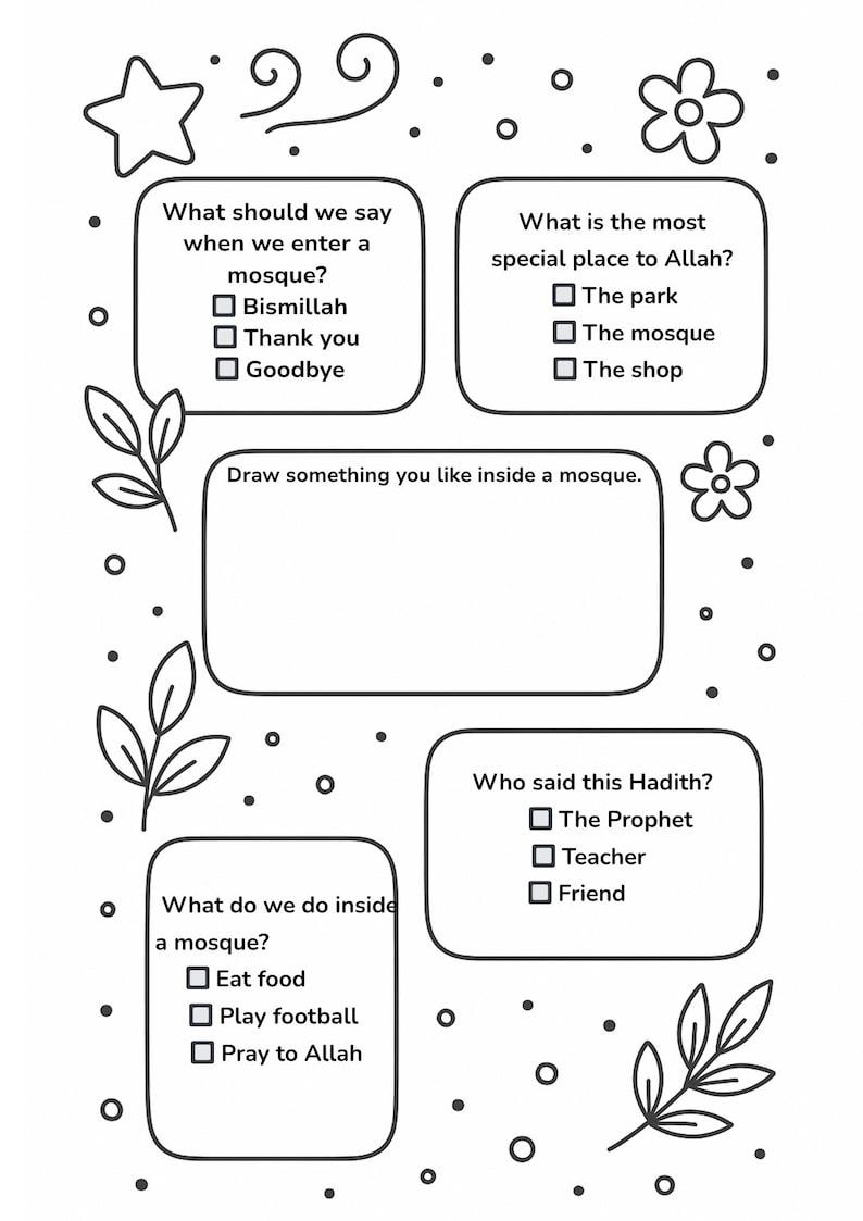 Islamic Kids Coloring Book: Hadith & Ayats, Learning Activity - Etsy