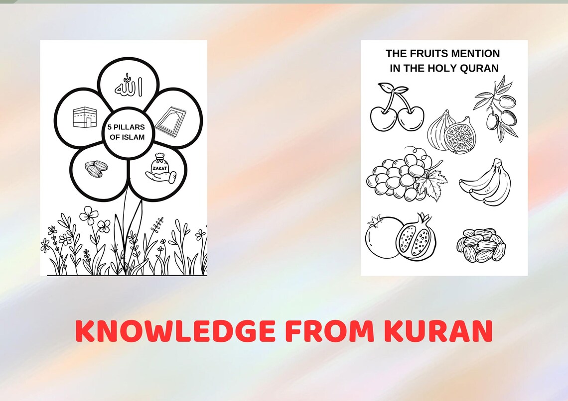 Islamic Coloring Book for Kids: Hadiths & Ayahs and Activities, 25 ...