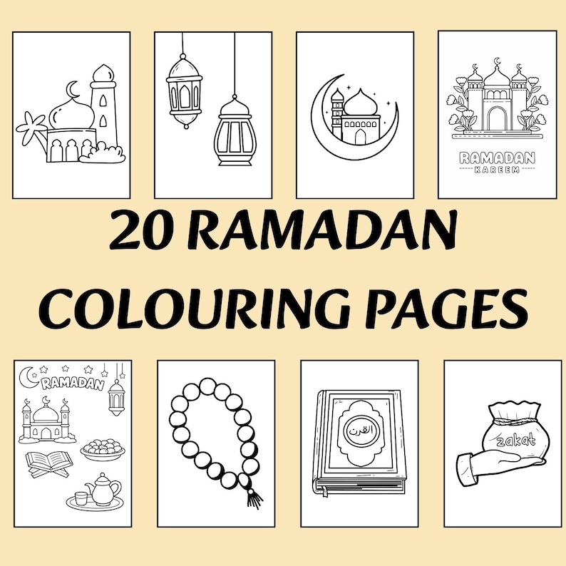 20 Ramadan Coloring Pages for Kids, Islamic Activity Book (PDF Format ...