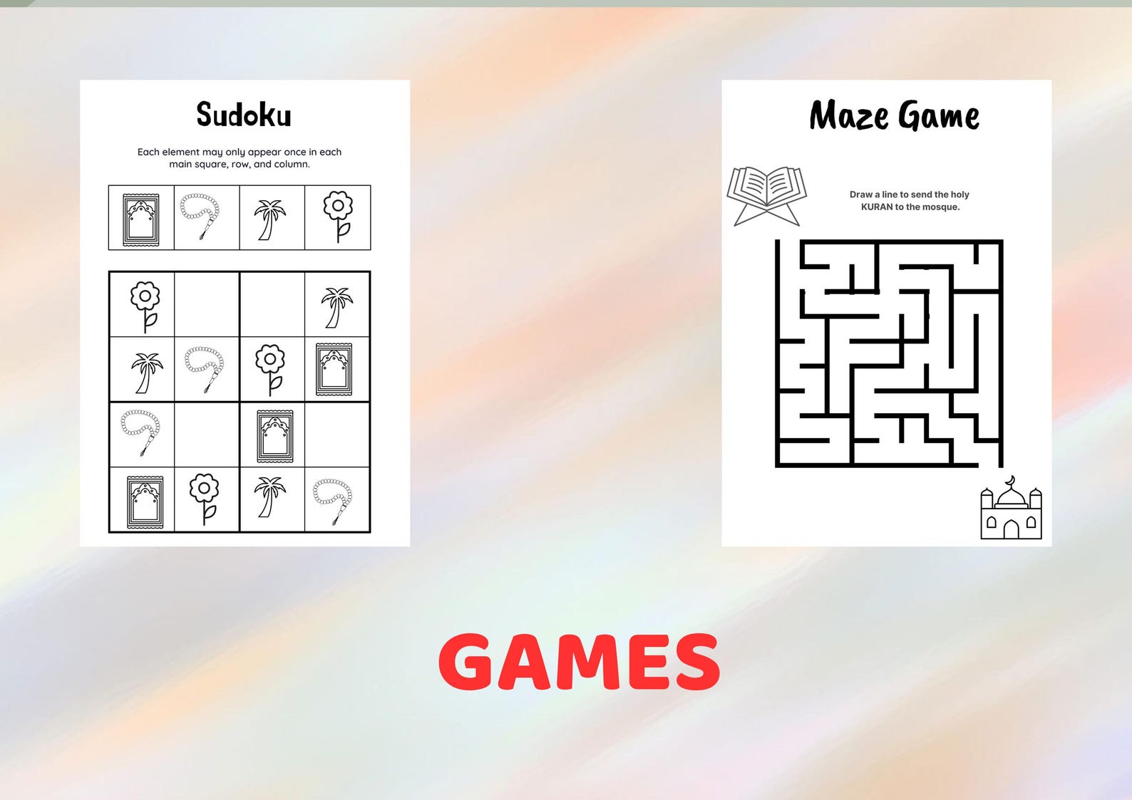 Islamic Coloring Book for Kids: Hadiths & Ayahs and Activities, 25 ...