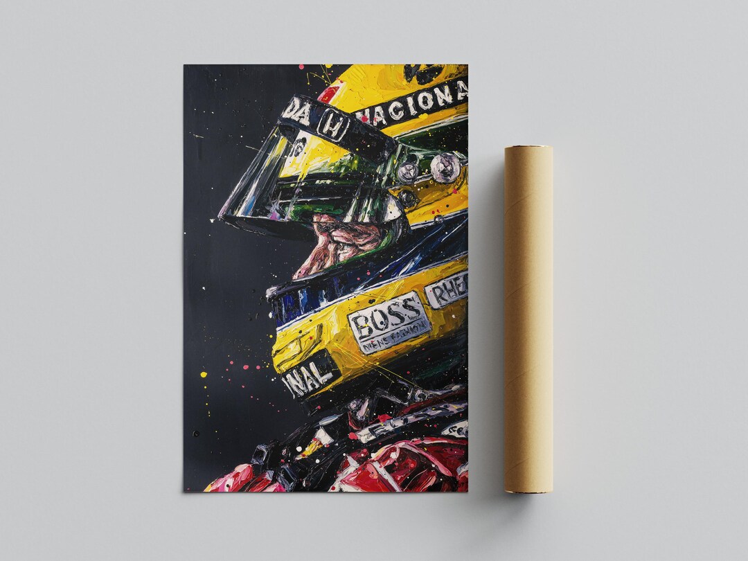 Ayrton Senna F1 Poster, Formula 1 Racing Wall Art, Oil Painting Print ...