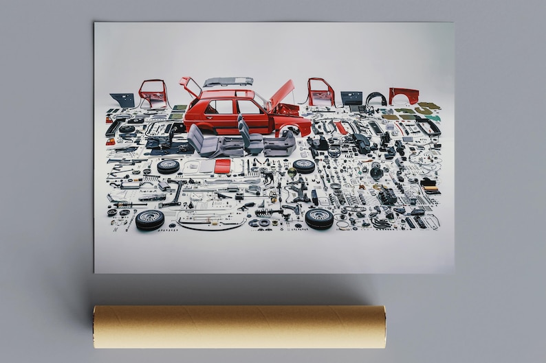 VW Golf Mk2 Poster, Legendary Mark 2 Dismantled VW, Wall Art Print ...