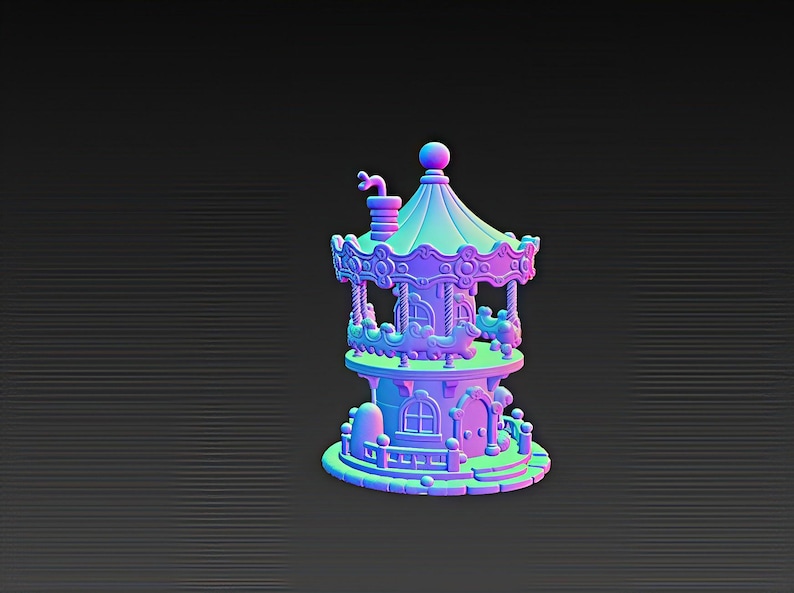 Unicorn Carousel House STL File • 3D Printable Fantasy Fairy Tale Home ...
