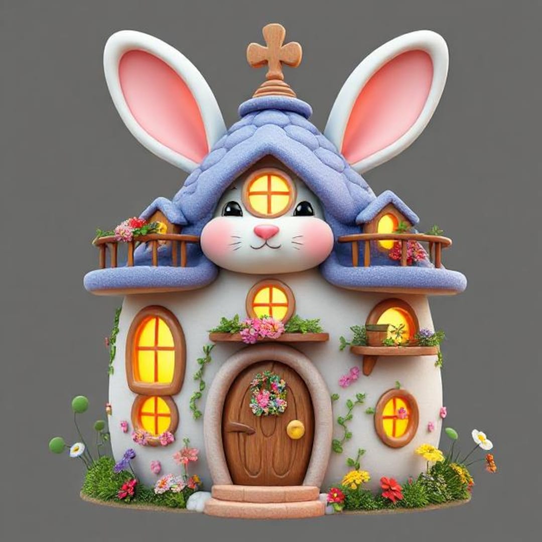3D Printed Rabbit House STL Model – Whimsical Bunny Home (digital ...