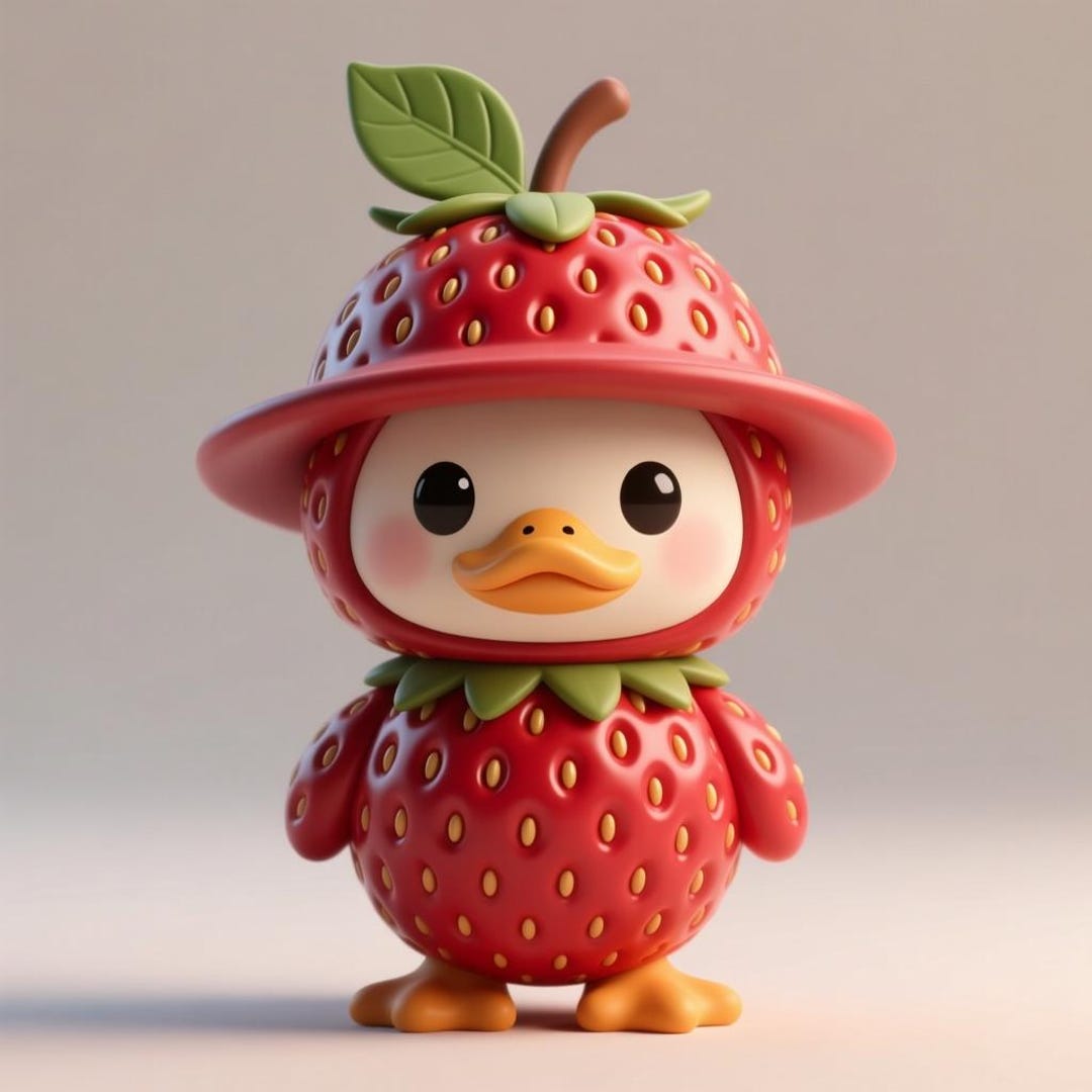 Strawberry Duck Figurine STL – Cute Berry Duck Model for 3D Printing ...