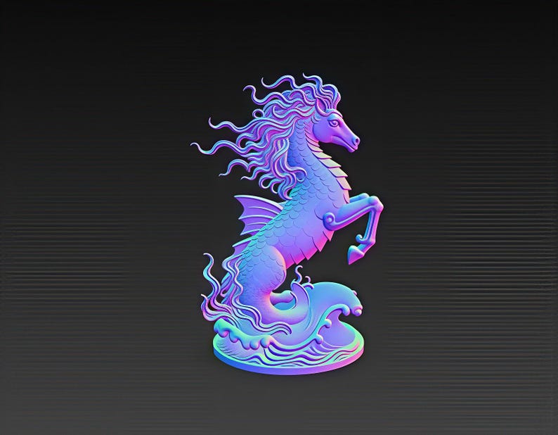 Hippocampus STL File: Mythical Sea Horse 3D Print Model (digital ...