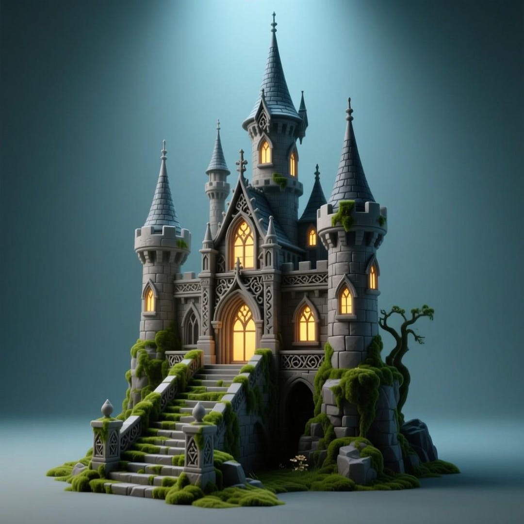 Gothic Castle STL File • 3D Printable Fantasy Medieval Fortress Model ...
