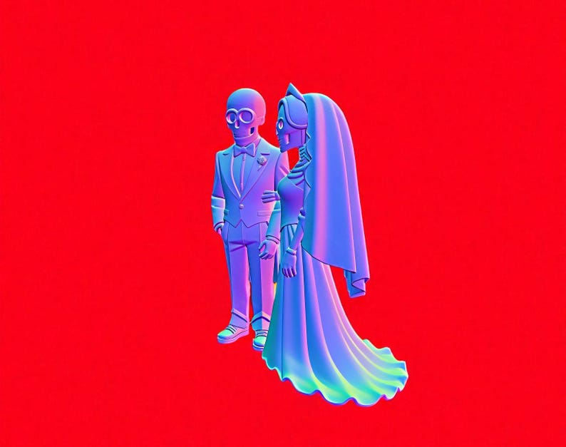 Skeleton Bride and Groom Figurine STL | Gothic Wedding Cake Topper | 3D ...