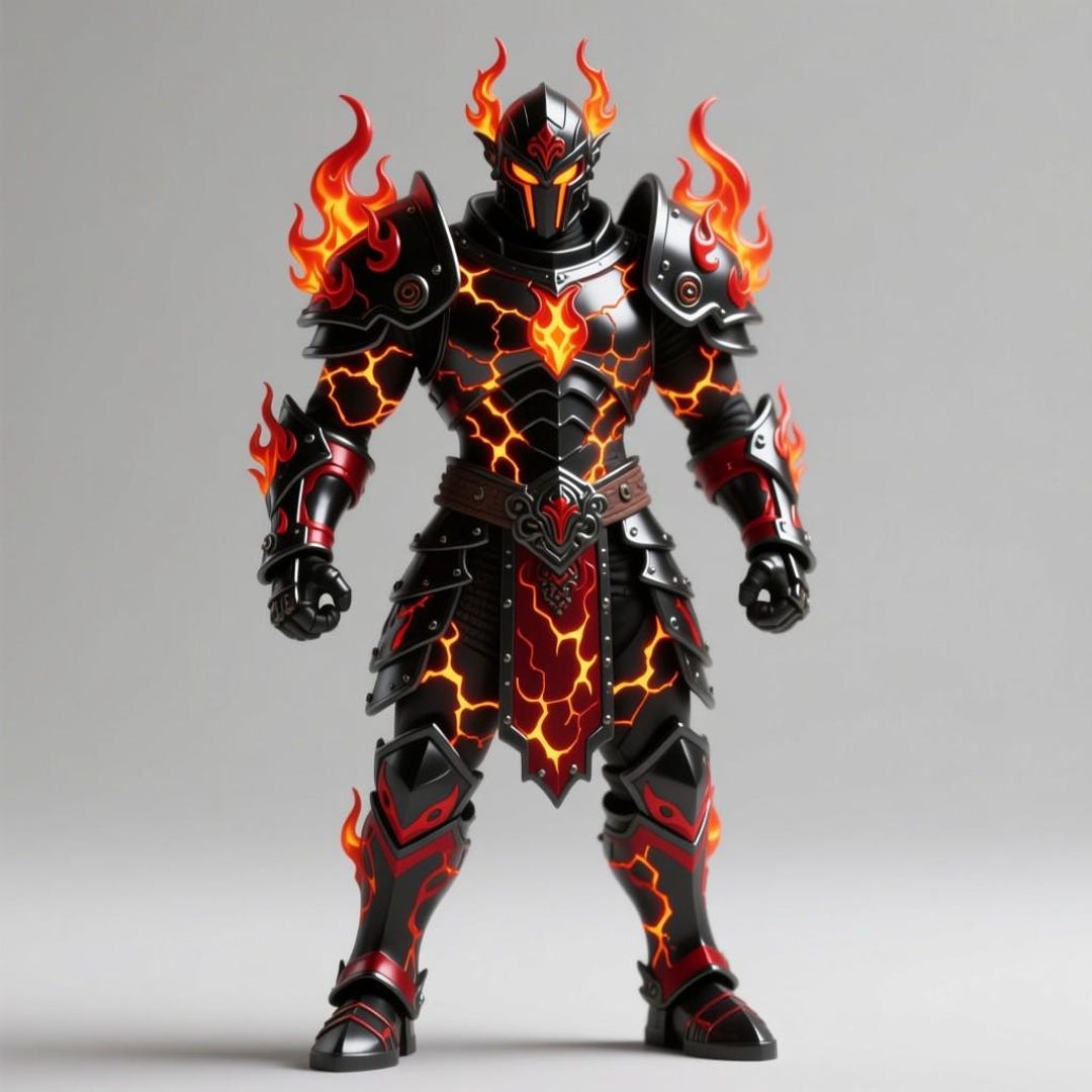 Hellfire Knight STL | Flaming Demon Armor 3D Print Model (digital ...